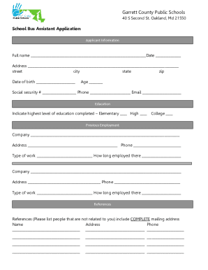 Fillable Online School Bus Assistant Application Fax Email Print ...