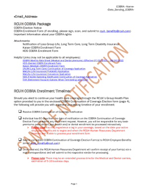 Fillable Online HDS COBRA Continuation of Coverage Election Form - RCUH ...