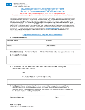 Fillable Online Religious Exemption Form Hawaii - Fill Out and Sign ...
