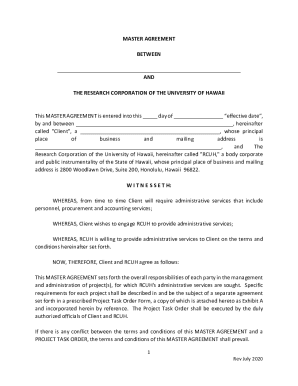 Fillable Online Appendix H - Sample MHSA Master Agreement Fax Email ...