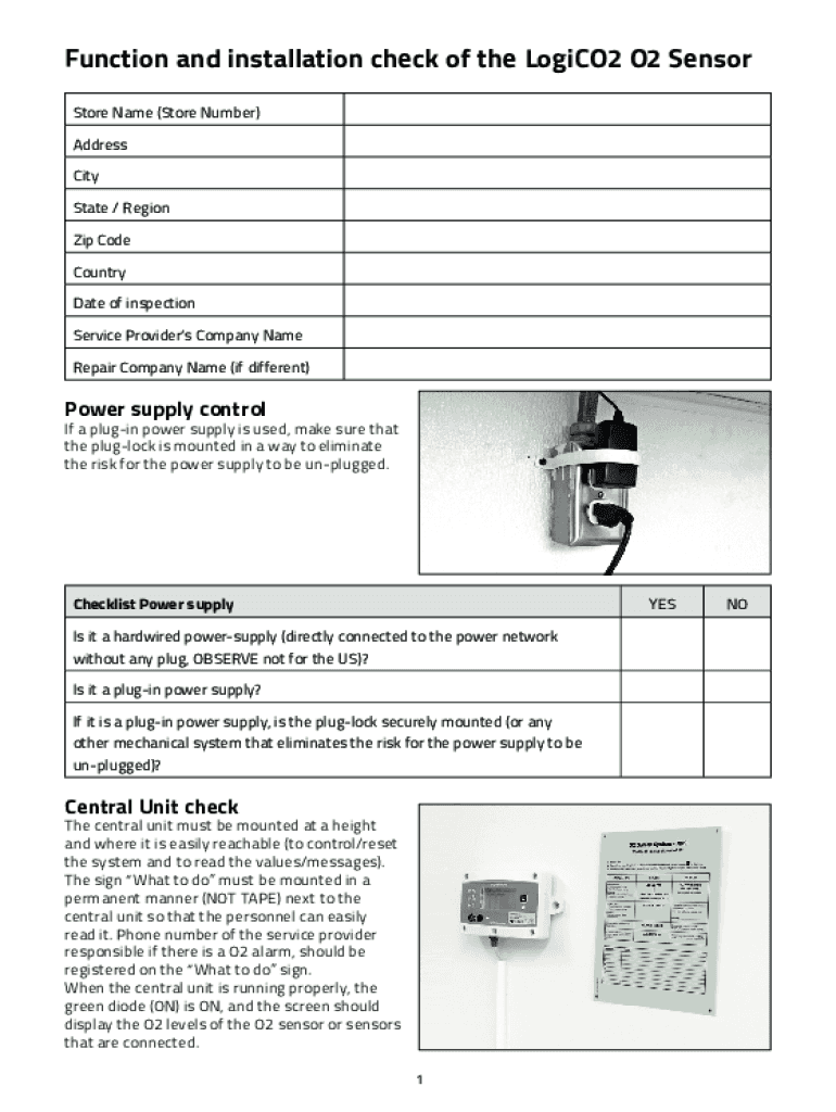 Fillable Online Function and installation check of the LogiCO2 O2 ...