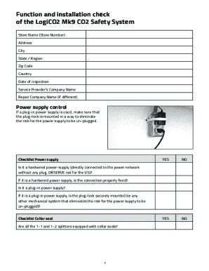Fillable Online Yearly function and installation check of the LogiCO2 ...