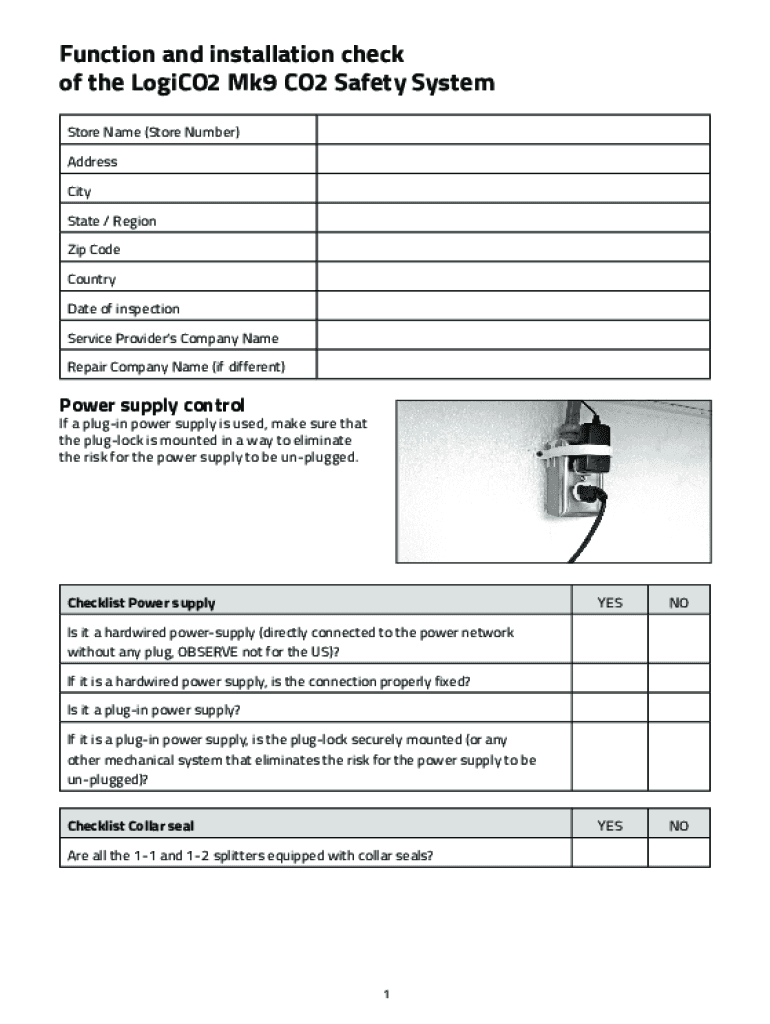 Fillable Online Yearly function and installation check of the LogiCO2 ...