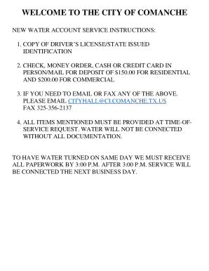 Fillable Online APPLICATION FOR WATER, SEWER, AND GARBAGE SERVICE Fax Email Print - pdfFiller