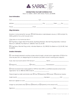 Fillable Online 1 Individual Tuition Tax Credit Contribution Form ...