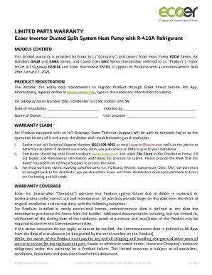 Fillable Online Ecoer Debuts Decade-Long Warranty on Parts and Labor ...