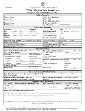 Fillable Online COVID-19 Positive Case Report Form Fax Email Print ...