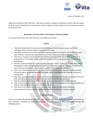Fillable Online Declaration of Circular Cities of Latin America and the ... Fax Email Print ...