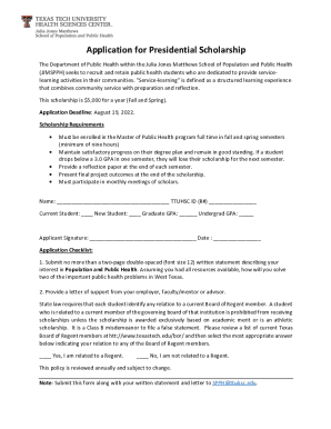 Fillable Online Application for Presidential Scholarship Fax Email ...