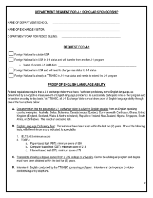 Fillable Online DEPARTMENT QUESTIONNAIRE J-1 EXCHANGE ... Fax Email ...