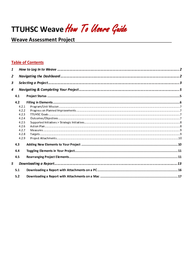 Fillable Online TTUHSC Weave How To Users Guide Fax Email Print - pdfFiller
