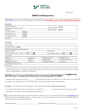 Fillable Online usf travel authorization request (tar) Fax Email Print ...