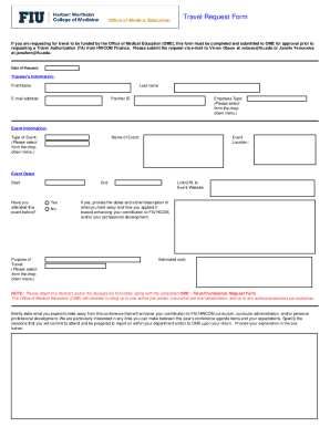 Fillable Online medicine fiu BME Travel Request Form - UF BME ...