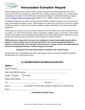 Fillable Online Immunization Exemption Request Fax Email Print - pdfFiller