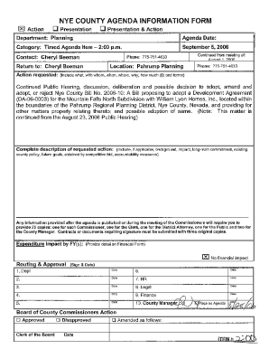 Fillable Online NYE COUNTY AGENDA INFORMATION FORM X Action 1 Fax Email ...