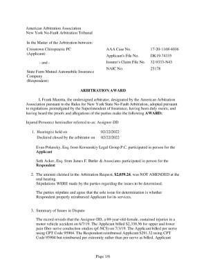 Fillable Online 1. 2. 3. American Arbitration Association New York No ...