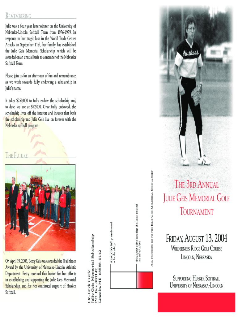 Fillable Online From her sister: Julie Geis's memory and legacy live ...
