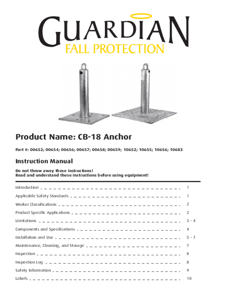 Fillable Online Guardian CB-18 Instructions, product dist. by Best ...