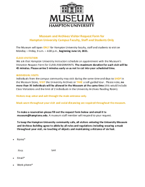 Fillable Online Museum and Archives Visitor Request Form for Hampton ...