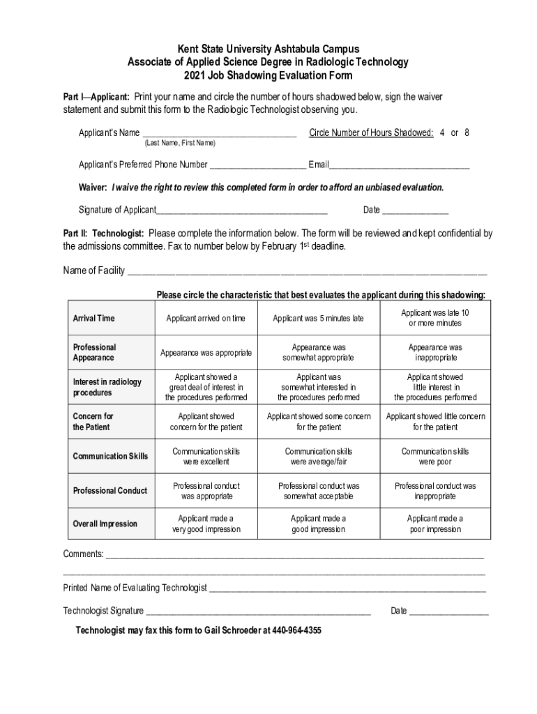 Fillable Online Radiologic Technology (A.A.S.) Fax Email Print - pdfFiller