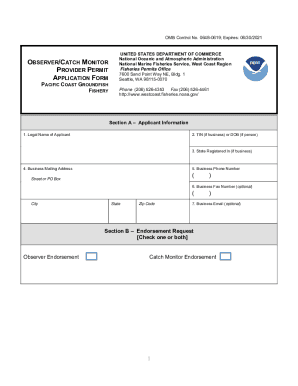 Fillable Online Observer/Catch Monitor Provider Permit Application Form ...