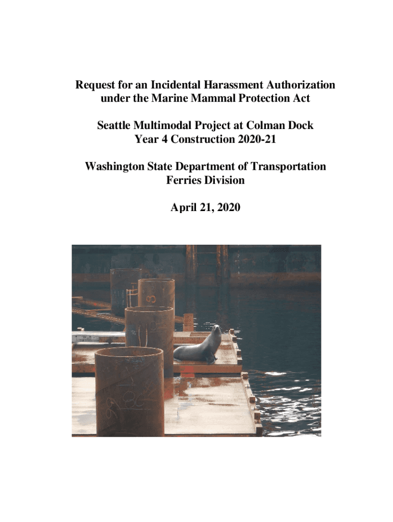 Fillable Online Incidental Take Authorization: Washington Department of ...