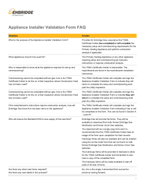 Fillable Online Enbridge Gas Appliance Installer Validation Form FAQ ...
