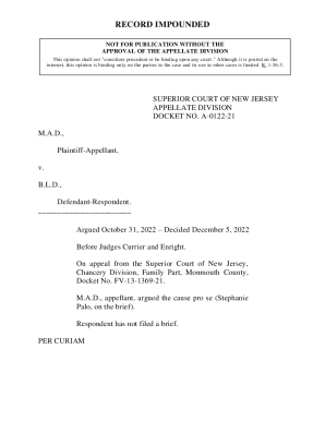 Fillable Online A-0122-21 - M.A.D. VS. B.L.D. (FV-13-1369-21, MONMOUTH ...