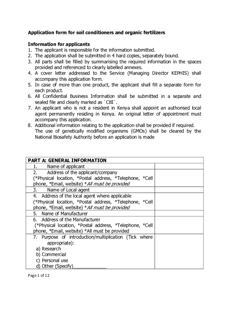 Fillable Online Application form for soil conditioners and organic ...