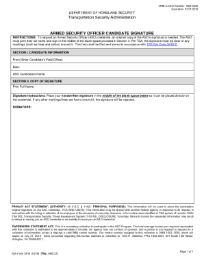 Fillable Online TSA Form 3416, Armed Security Officer Candidate ...