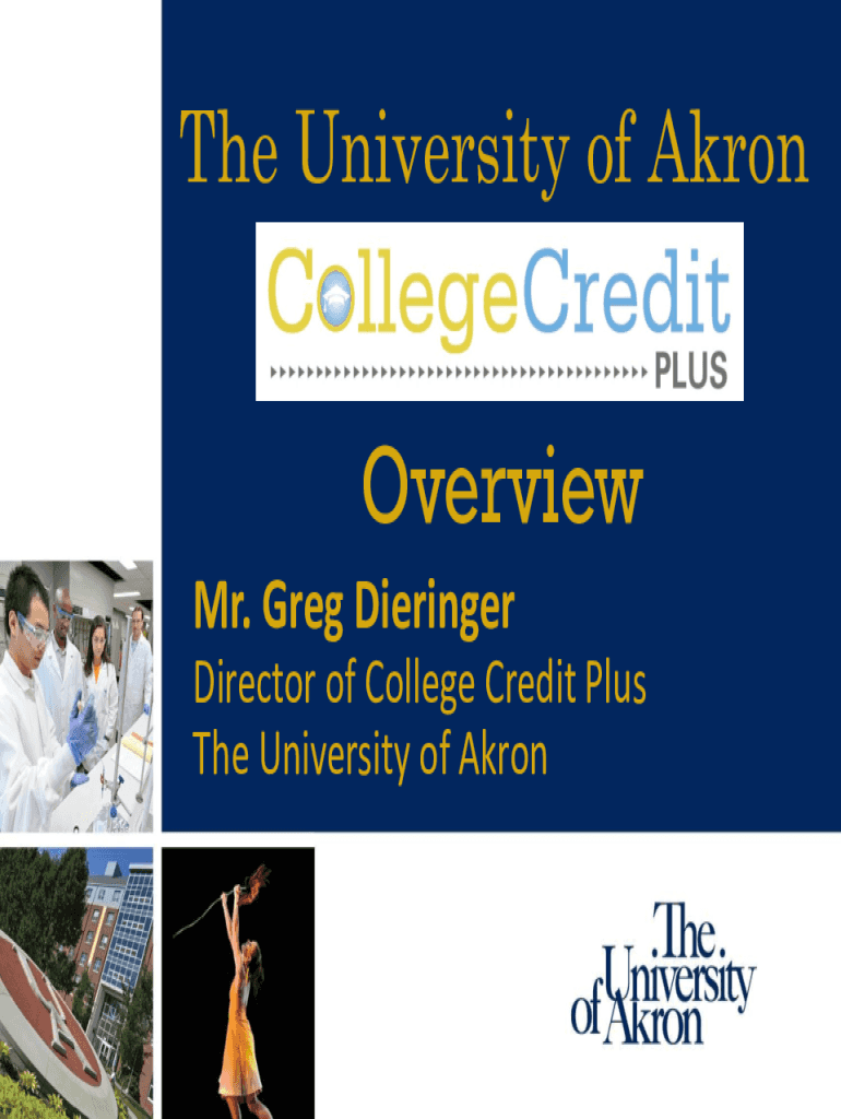 Fillable Online The University of Akron Sample College Credit Plus 15 / ...