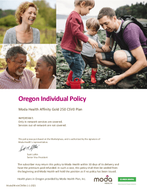 Fillable Online Moda Health Oregon Standard Gold (Affinity) Fax Email ...