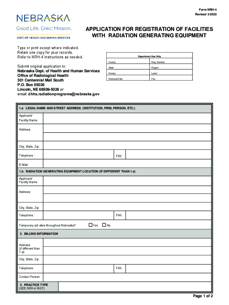Fillable Online dhhs ne RADIATION MACHINE REGISTRATION APPLICATION ...