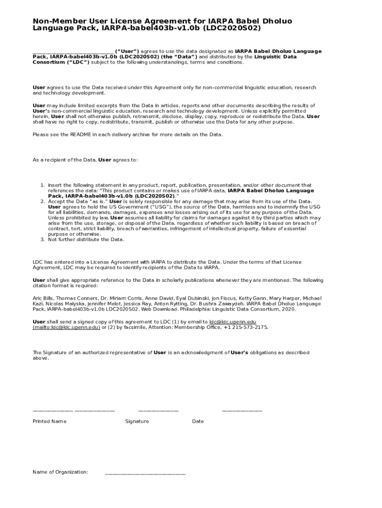 Fillable Online iarpa-babel-dholuo-agreement-non-member.pdf Fax Email ...