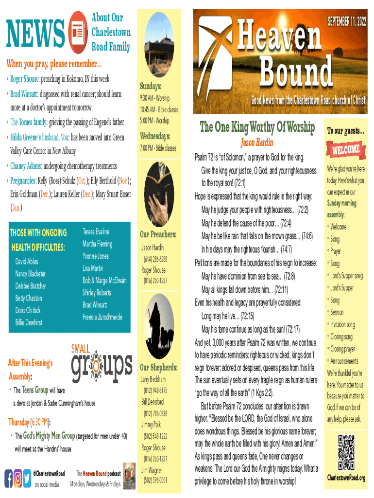 Fillable Online Roger Shouse: preaching in Kokomo, IN this week Fax ...