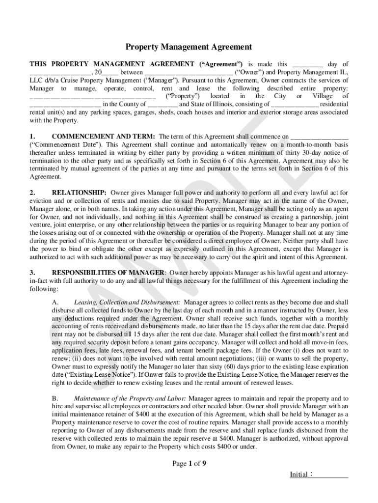 Fillable Online THIS PROPERTY MANAGEMENT AGREEMENT Fax Email Print ...