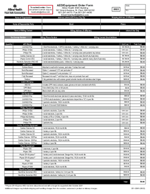 Fillable Online AED/Equipment Order Form Fax Email Print - pdfFiller