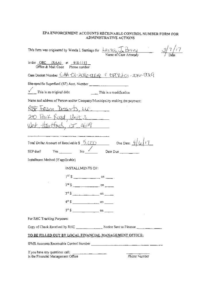 Fillable Online yosemite epa RTP Finance Center Accounts Receivable ...