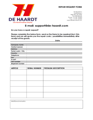 Fillable Online Repair request form Fax Email Print - pdfFiller