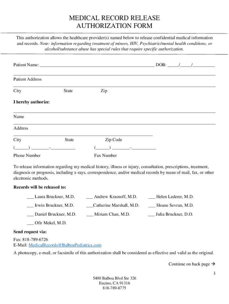 Fillable Online authorization for use and disclosure of medical information Fax Email Print ...