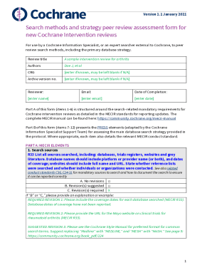Fillable Online community cochrane Search methods and strategy peer ...