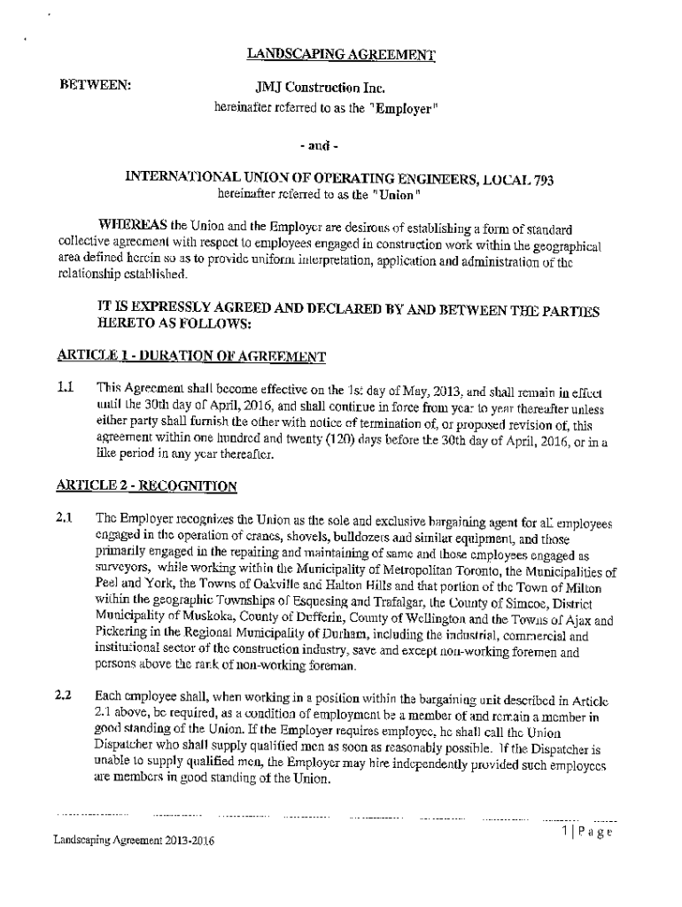 Fillable Online landscaping agreement Fax Email Print - pdfFiller