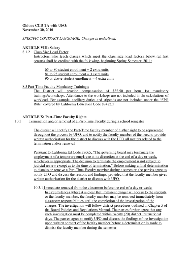Fillable Online Sample language of modified contract elements from ...