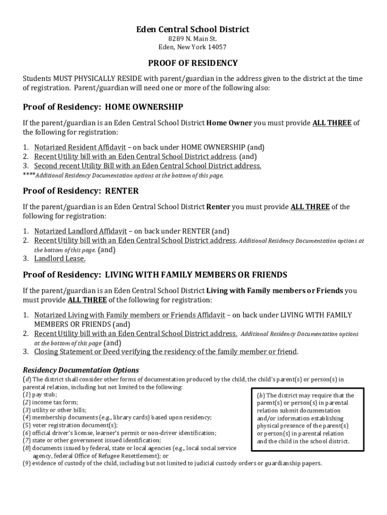 Fillable Online EdenCSD Proof of Residency Affidavit Fax Email Print ...