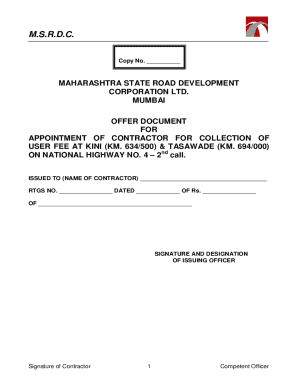 Fillable Online maharashtra state road development corporation limited ...
