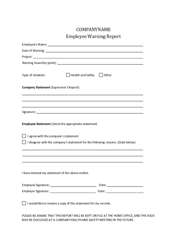 Fillable Online Employee warning notice email template Fax Email Print ...