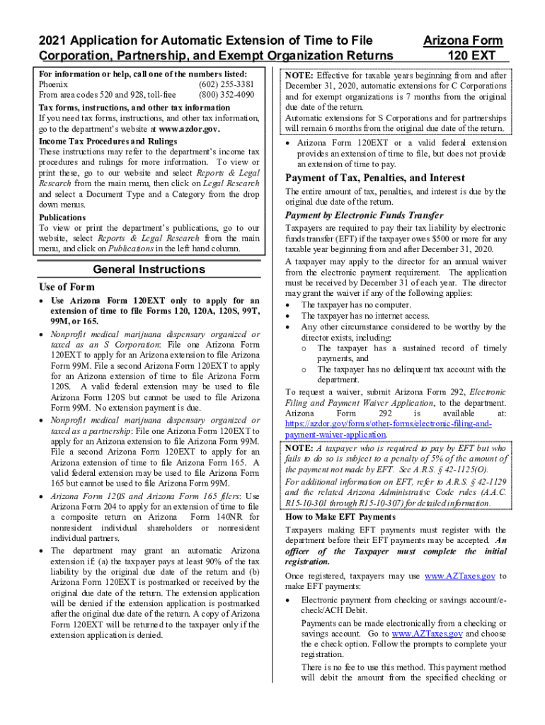 Fillable Online Arizona Form Exempt Organization Business Income Tax ...