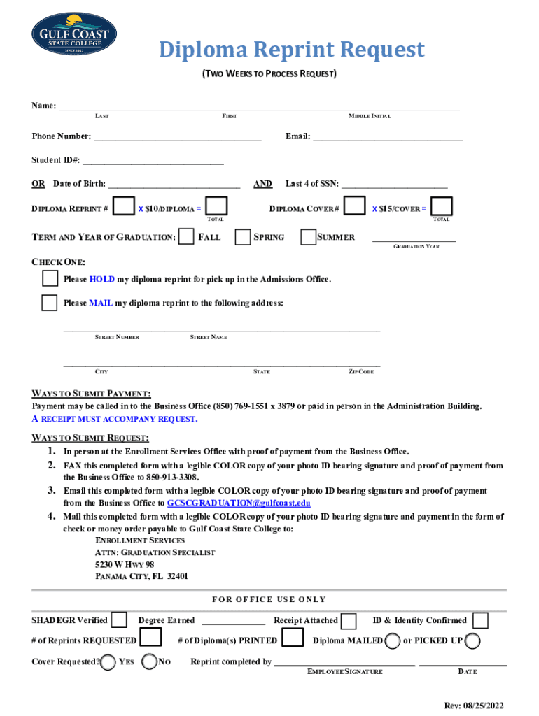 Fillable Online diploma order form - Registrar - Northwestern Fax Email ...
