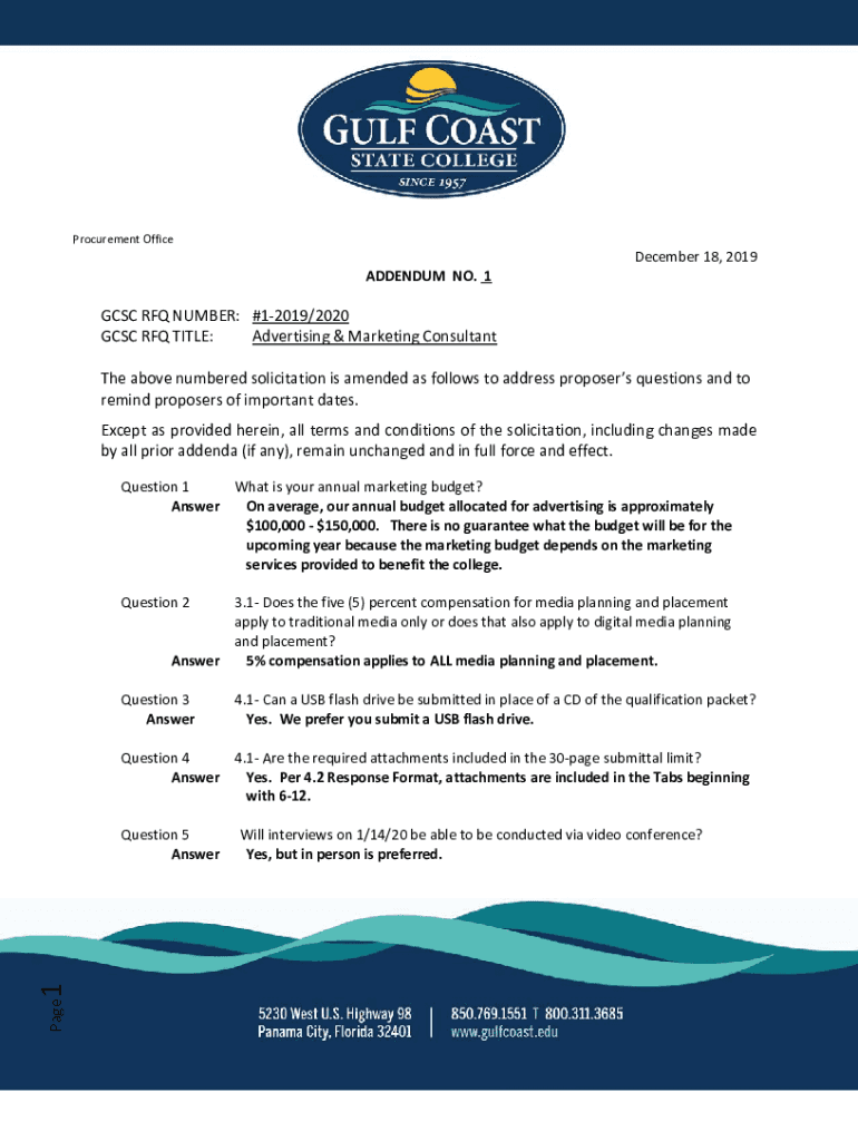 Fillable Online Addendum no 1 Fax Email Print - pdfFiller