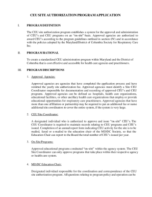 Fillable Online CEU SITE AUTHORIZATION PROGRAM APPLICATION Fax Email Print - pdfFiller